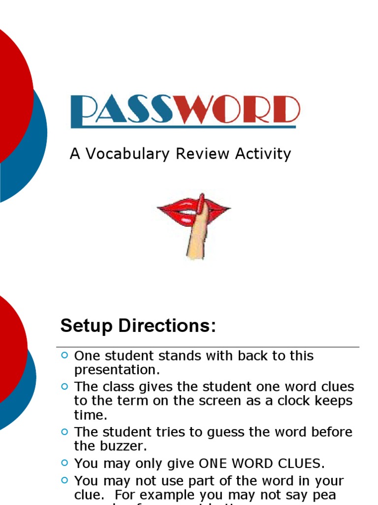 A Vocabulary Review Activity | PDF