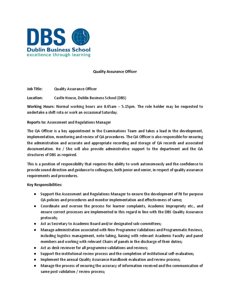 Quality Assurance Officer | PDF | Quality Assurance | Verification And Validation