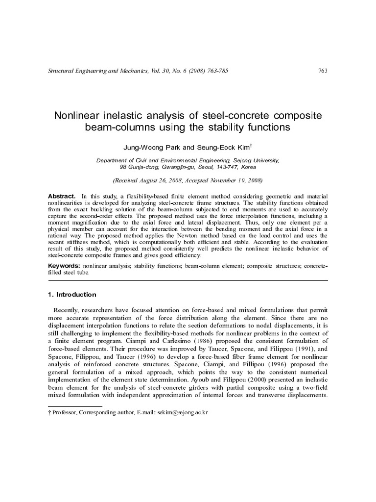 Nonlinear Inelastic Analysis of Steel-Concrete Composite Beam-Columns ...