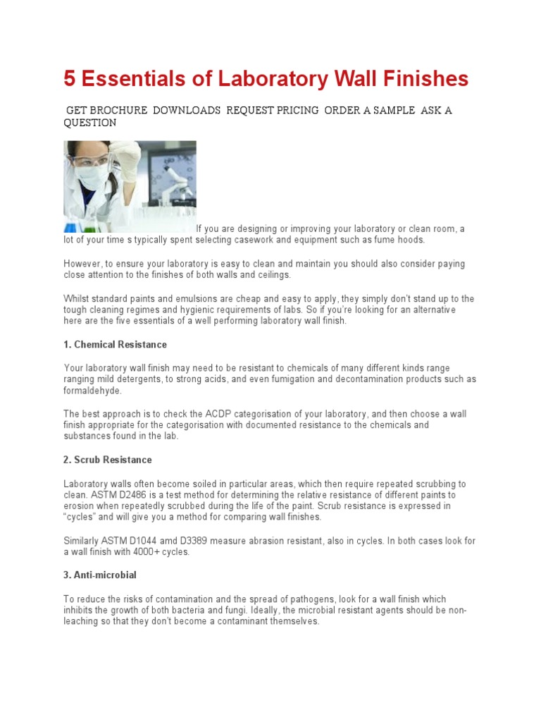 5 Essentials of Laboratory Wall Finishes | PDF | Laboratories ...