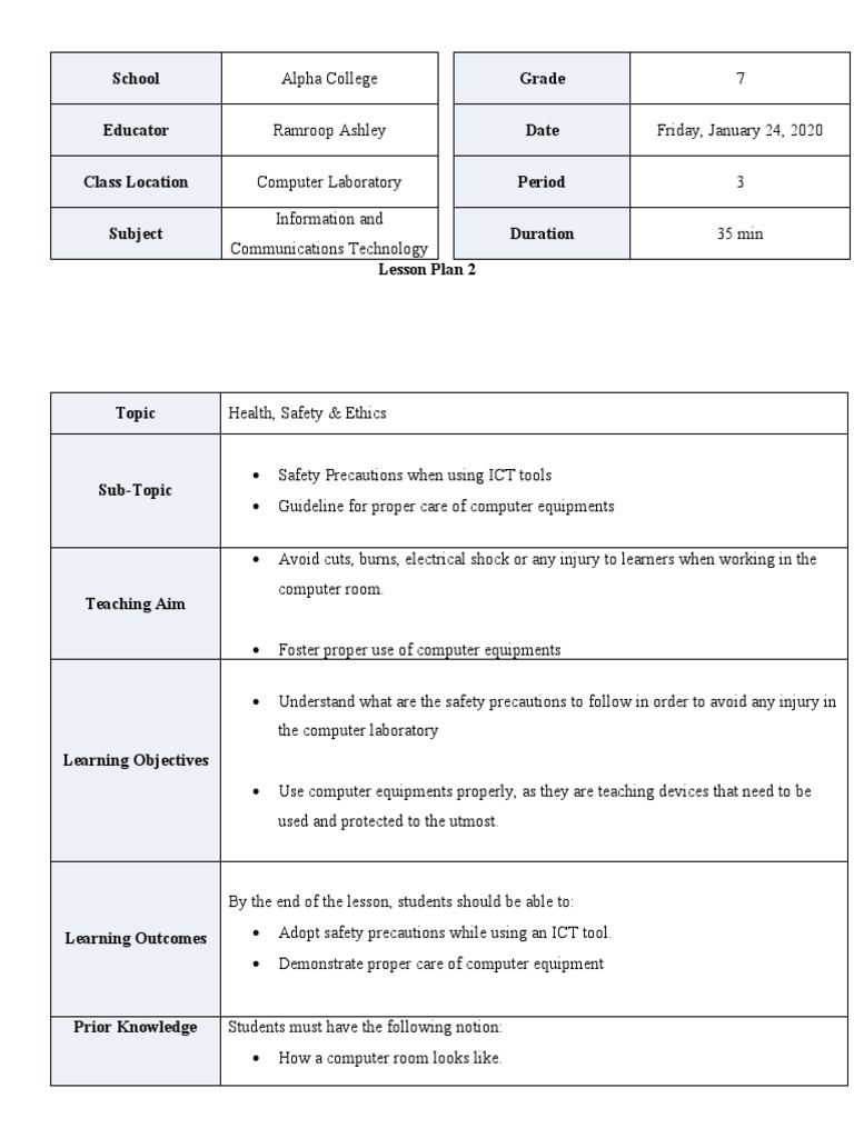 G7 - LP - 2 - Adopt Safety Precautions While Using An ICT Tool | PDF ...