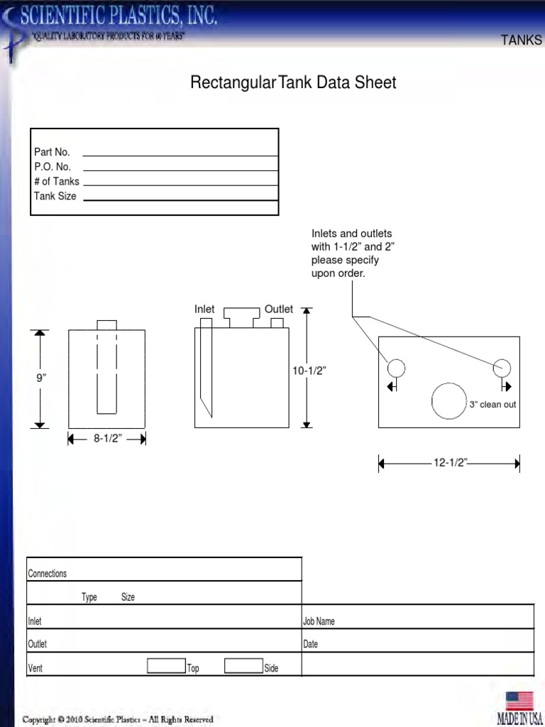 Rectangular Tank-Data Sheet | PDF