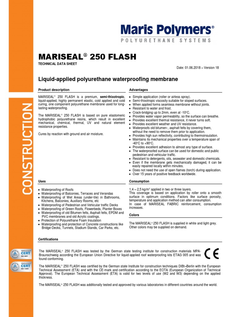 Mariseal 250 Flash Waterproofing Guide | PDF | Roof | Asphalt