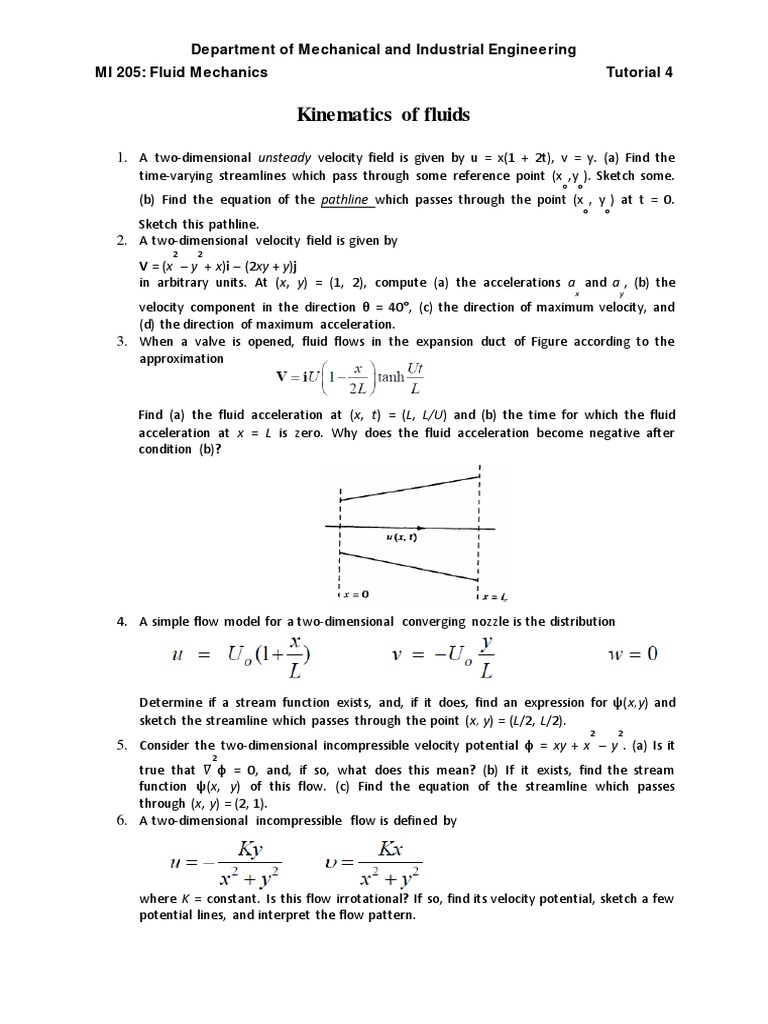 Kinematics of Fluids: Department of M Echanical and Industrial ...