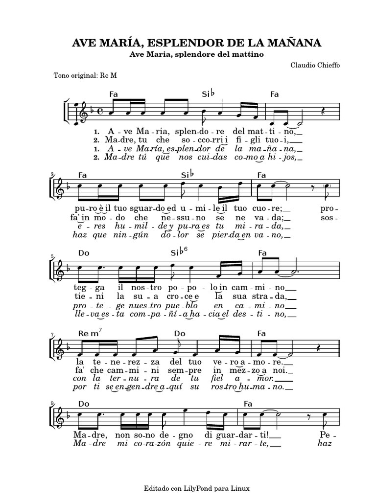 Ave Maria Splendore Mattino C | PDF