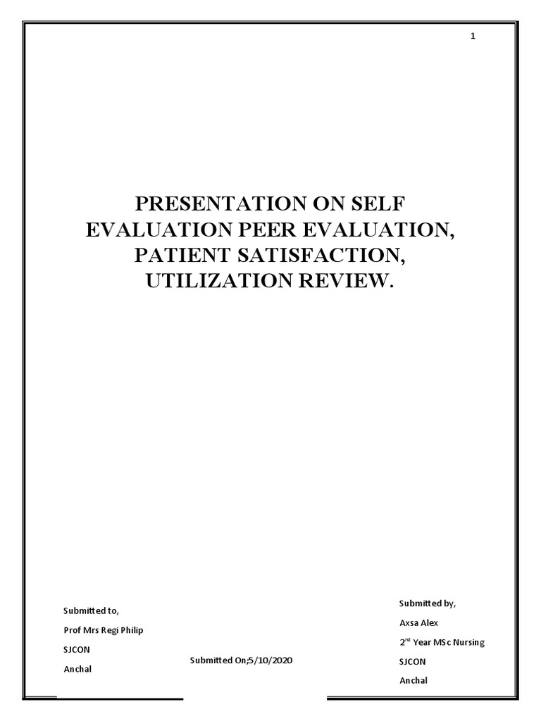 Presentation Peer Evaluation | PDF | Hospital | Evaluation