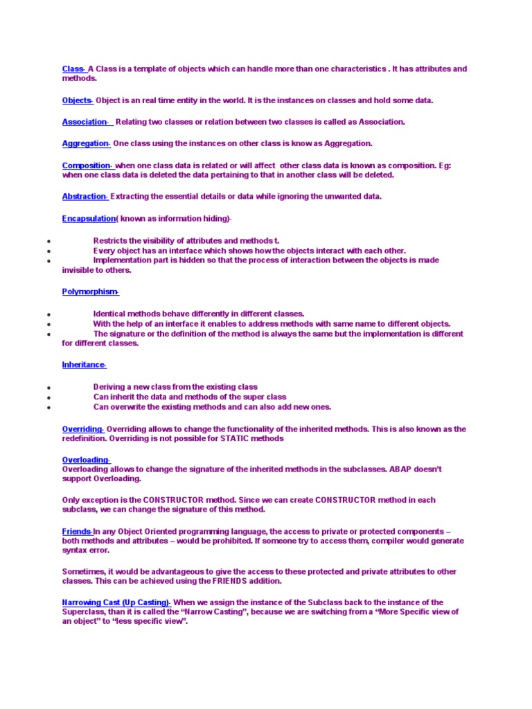OOAbap Concepts | Download Free PDF | Method (Computer Programming) | Class (Computer Programming)
