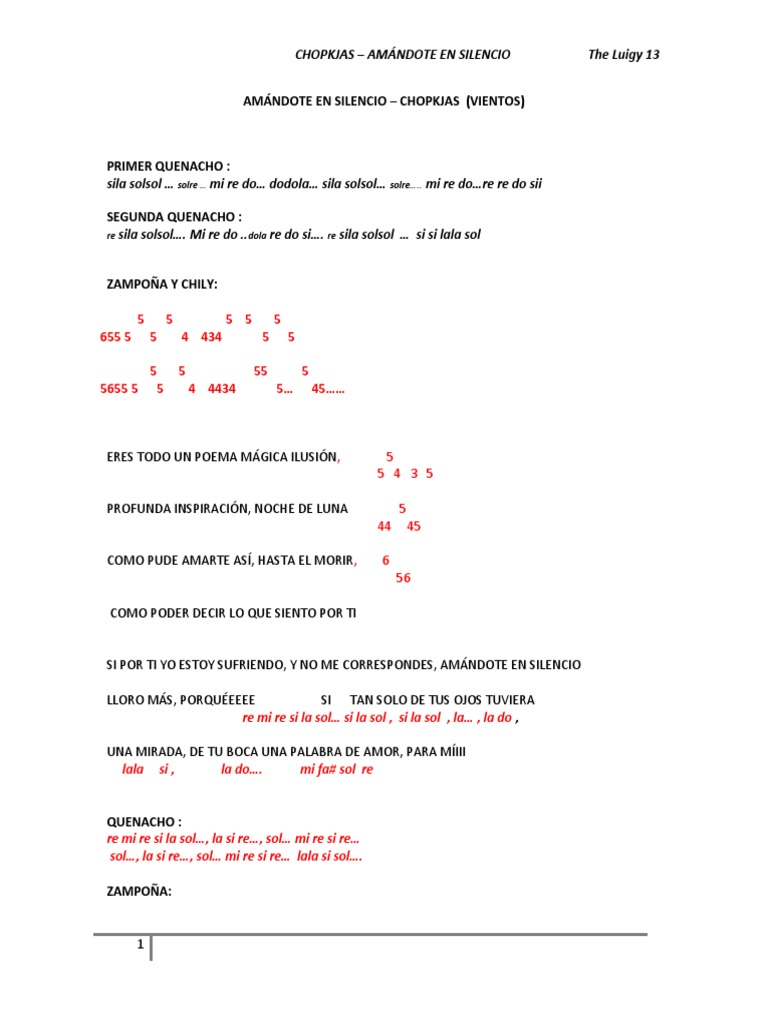 Amándote en Silencio - Chopkjas | PDF | Entretenimiento (general)