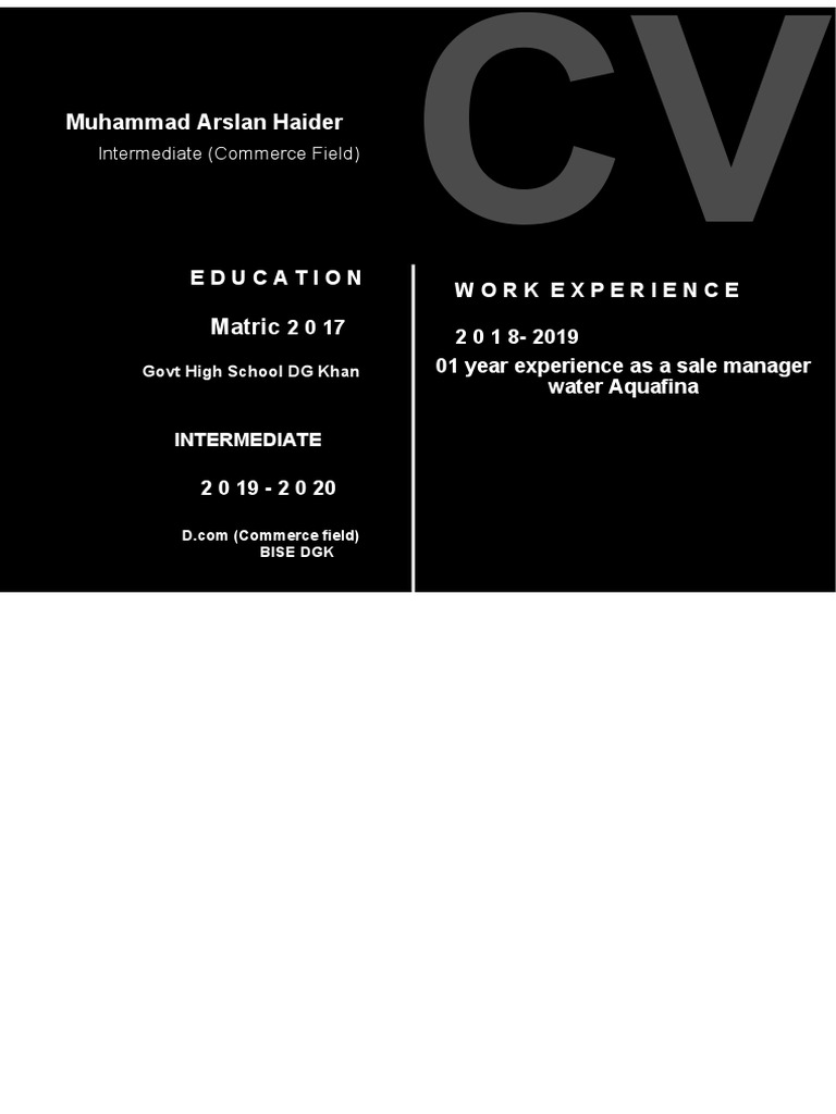 Matric: Muhammad Arslan Haider | PDF