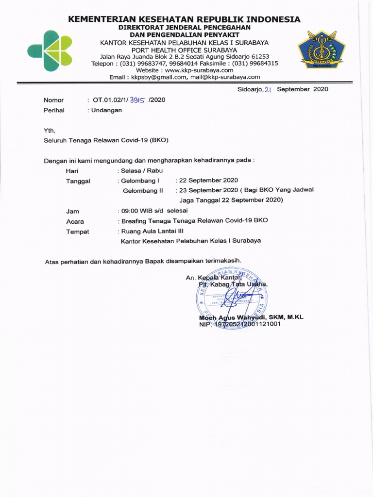 Undangan Breafing Relawan Covid-19 BKO | PDF