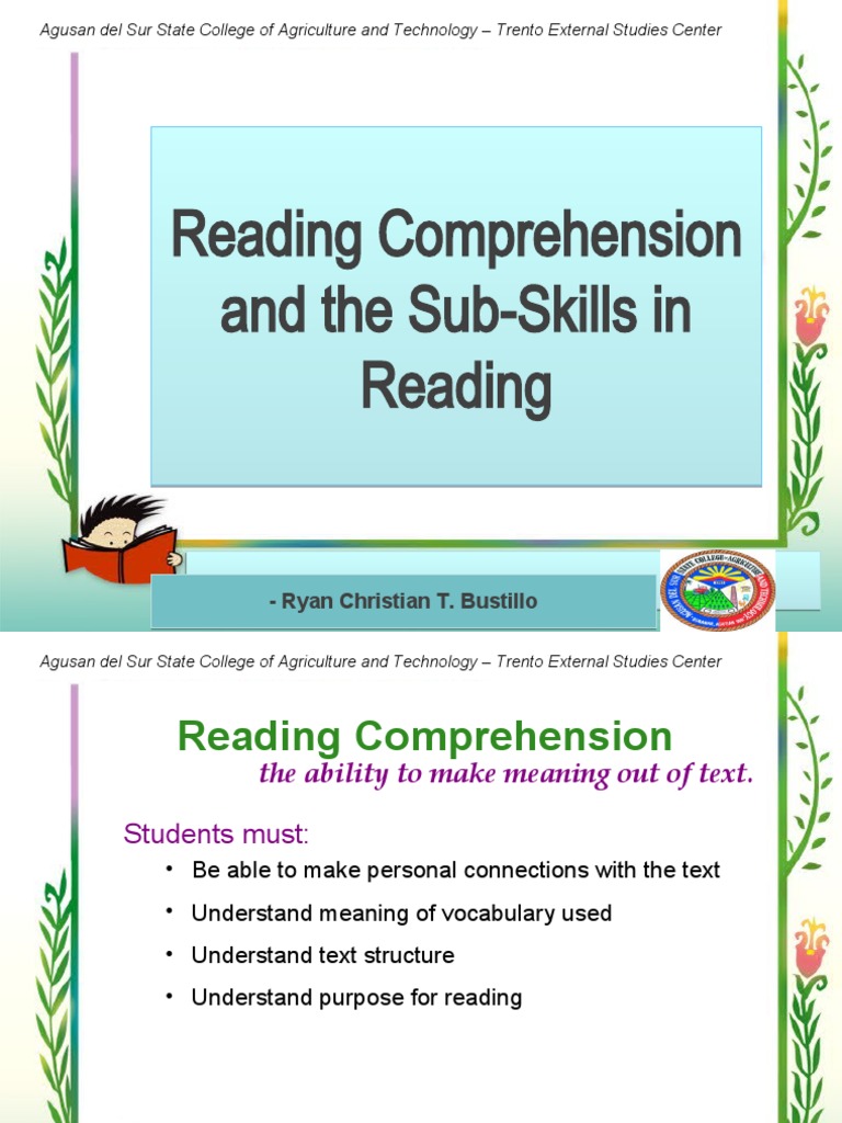 Reading Comprehension and The Sub-Skills in Reading | PDF | Reading ...