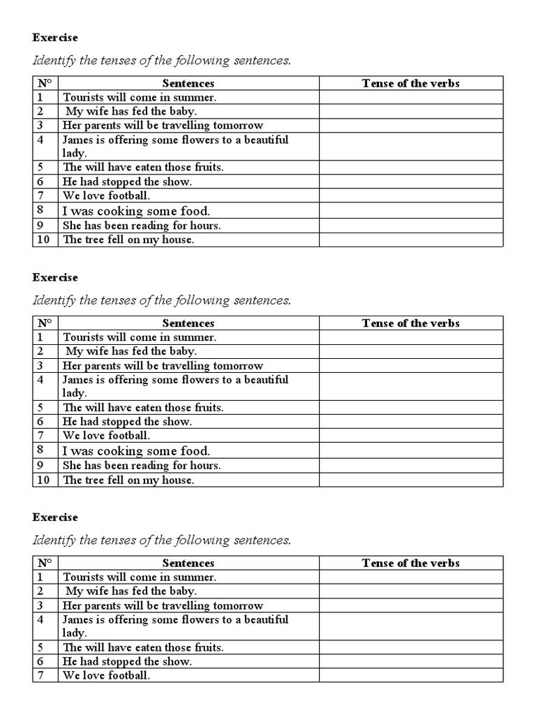 Exercise Revision of Tenses I | PDF | Language Arts & Discipline