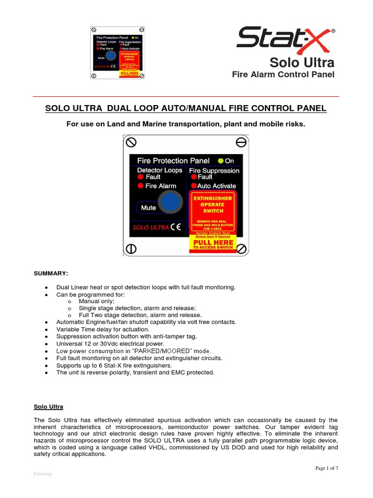 Solo Ultra: Solo Ultra Dual Loop Auto/Manual Fire Control Panel | PDF ...