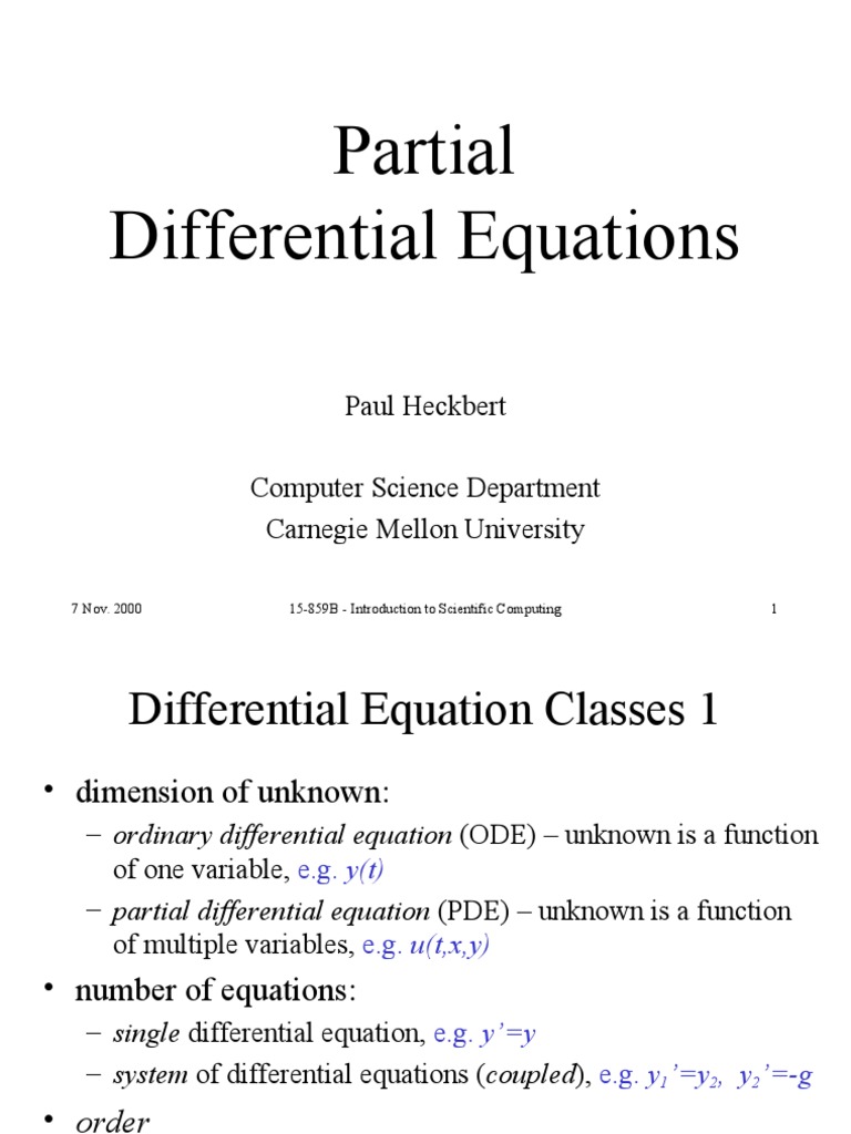 Partial Differential Equations: Paul Heckbert Computer Science ...