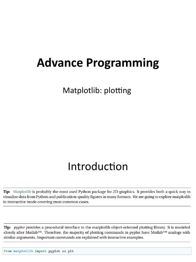 Advance Programming: Matplotlib: Plotting | PDF