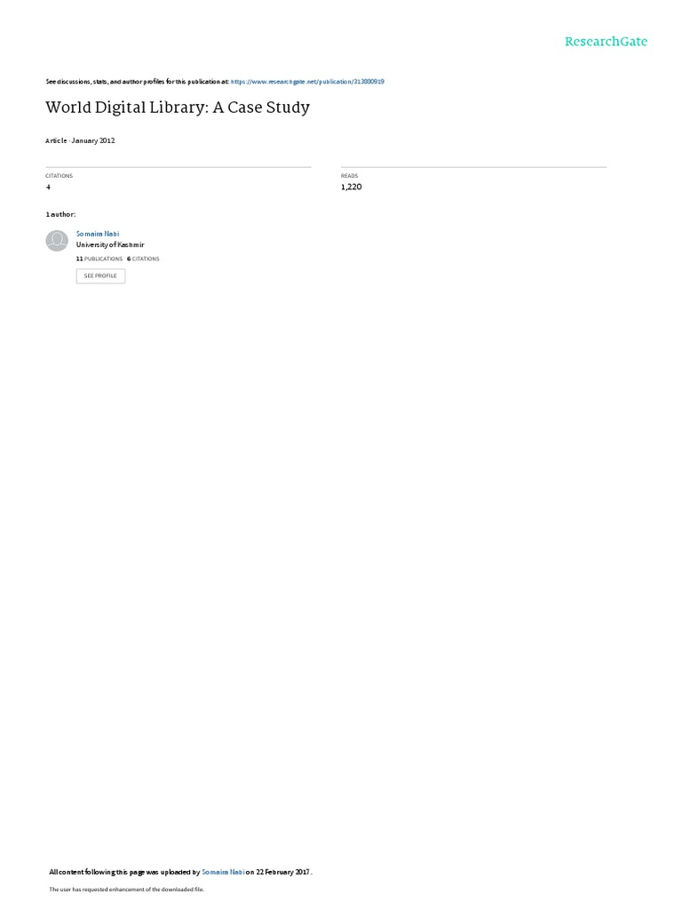 World Digital Library: A Case Study: January 2012 | PDF | Digital ...