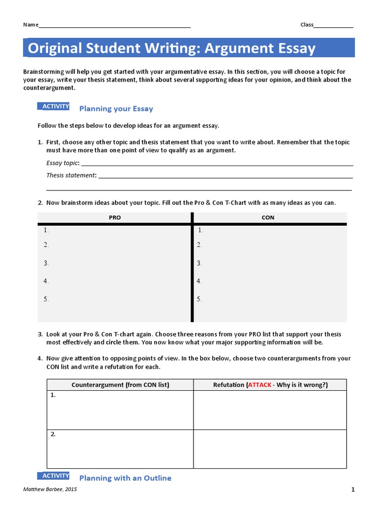 Outline Arguementative Photo Essay | PDF | Essays | Argument