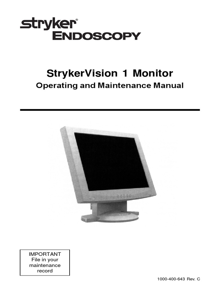 Stryker Vision Monitor Manual | PDF | Thin Film Transistor Liquid ...