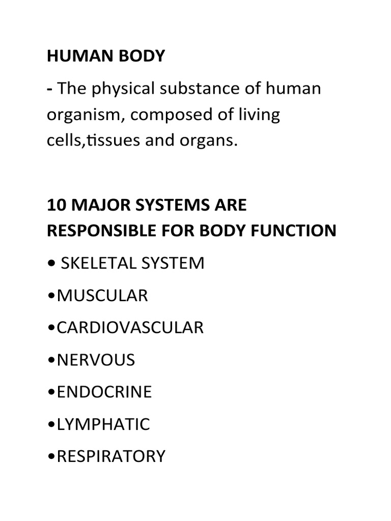 Human Body - The Physical Substance of Human: Organism, Composed of ...