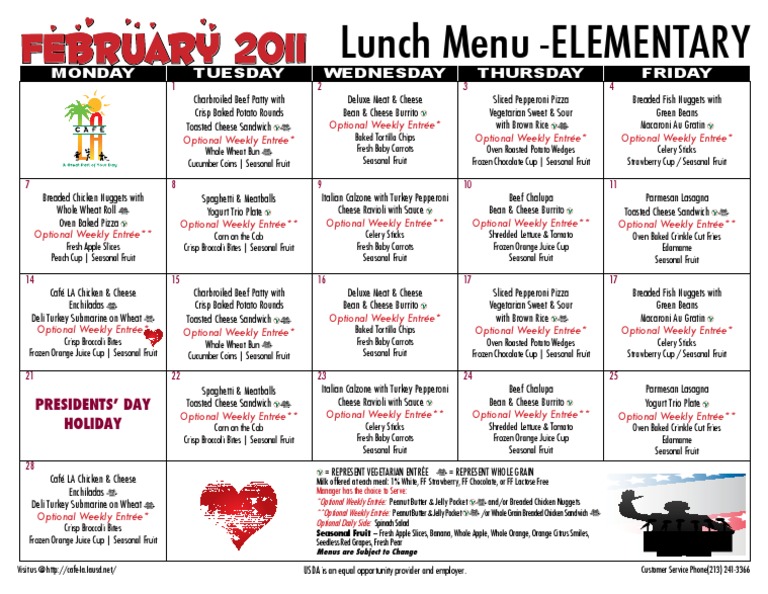 February 2011 Elementary Lunch Menu | PDF | European Cuisine | Regional ...