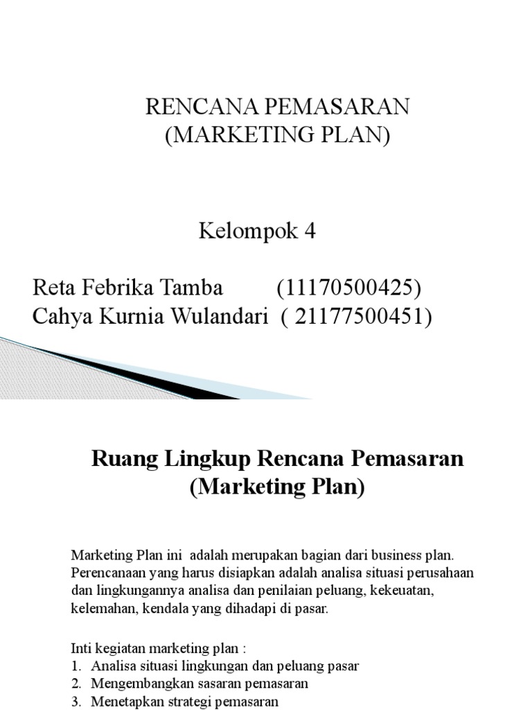 Marketing Plan | PDF | Karier & Perkembangan | Bisnis