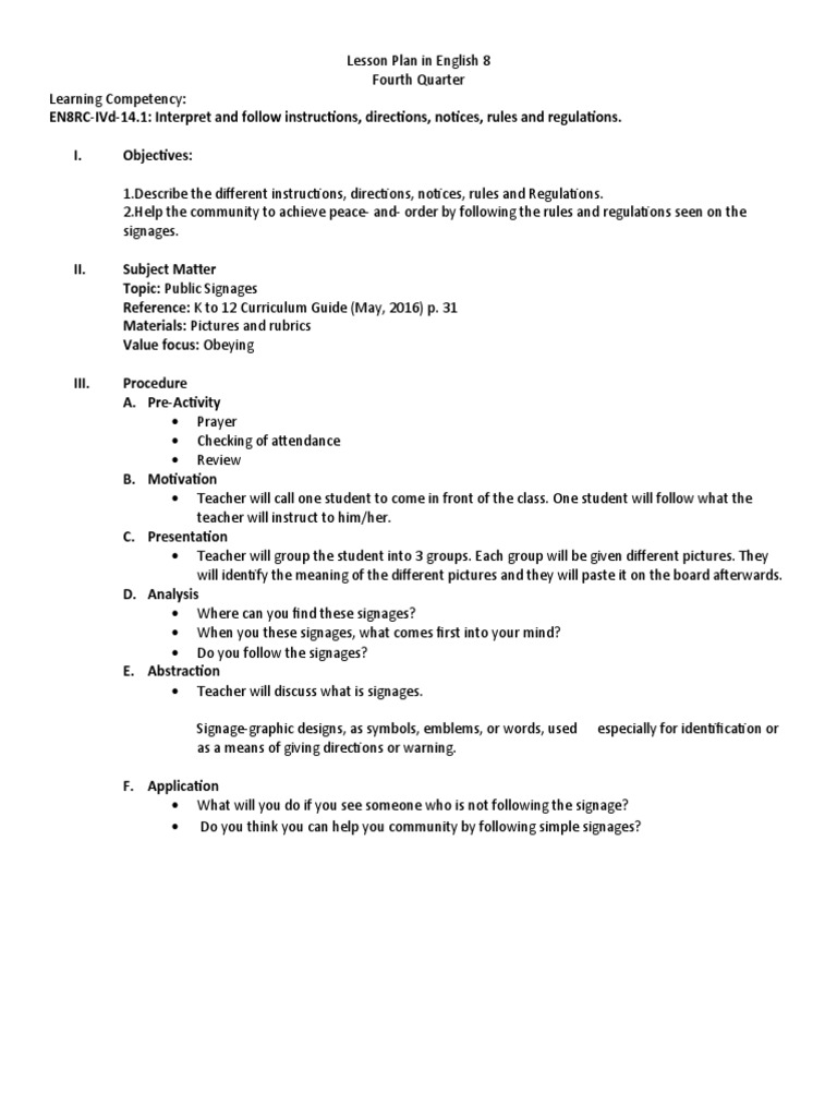 Understanding Public Signages in English 8 | PDF | Career & Growth