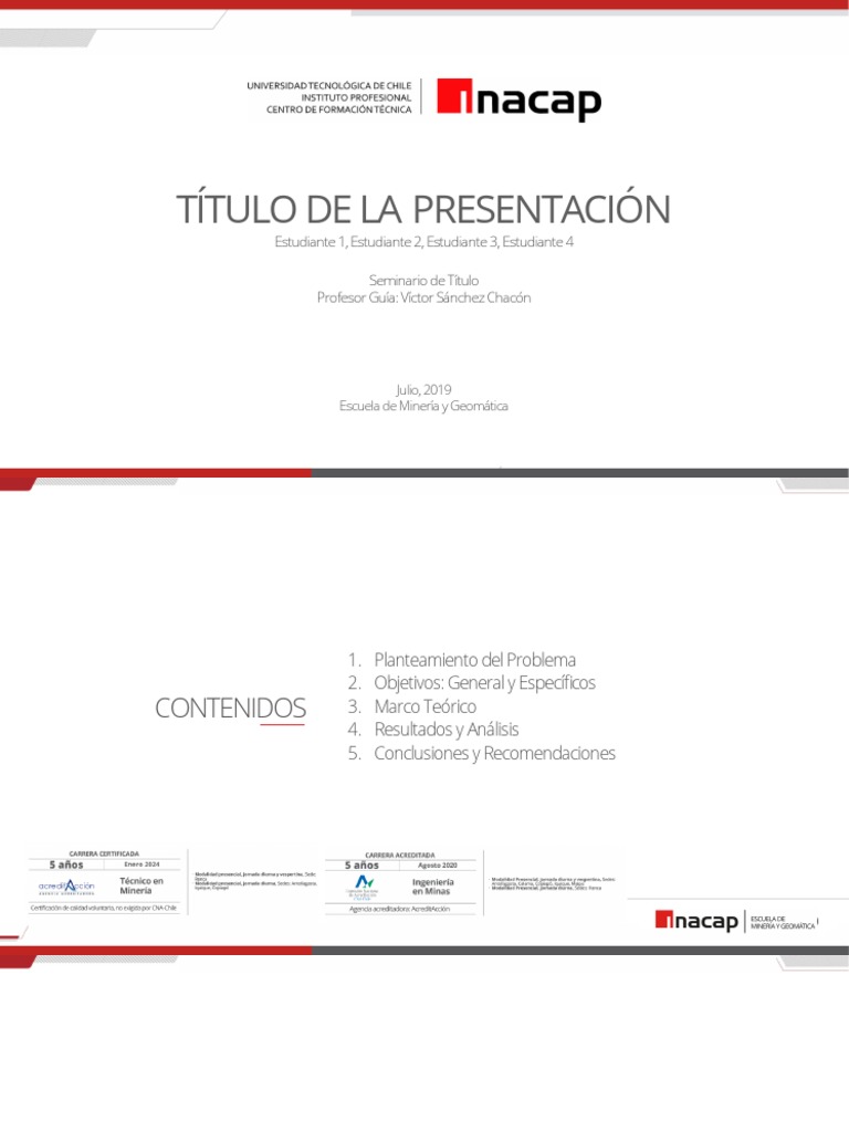 Seminario de Título-2019 Escuela de Minería y Geomática | PDF
