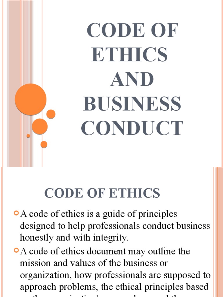 Code Of Ethics For Business