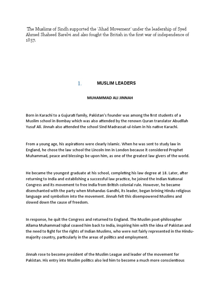 Muslim Leaders | PDF | India–Pakistan Relations | Pakistan