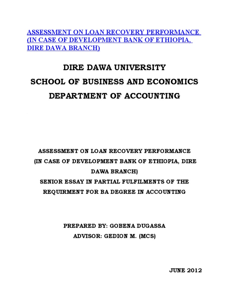 Assessment On Loan Recovery Performance | PDF | Loans | Credit