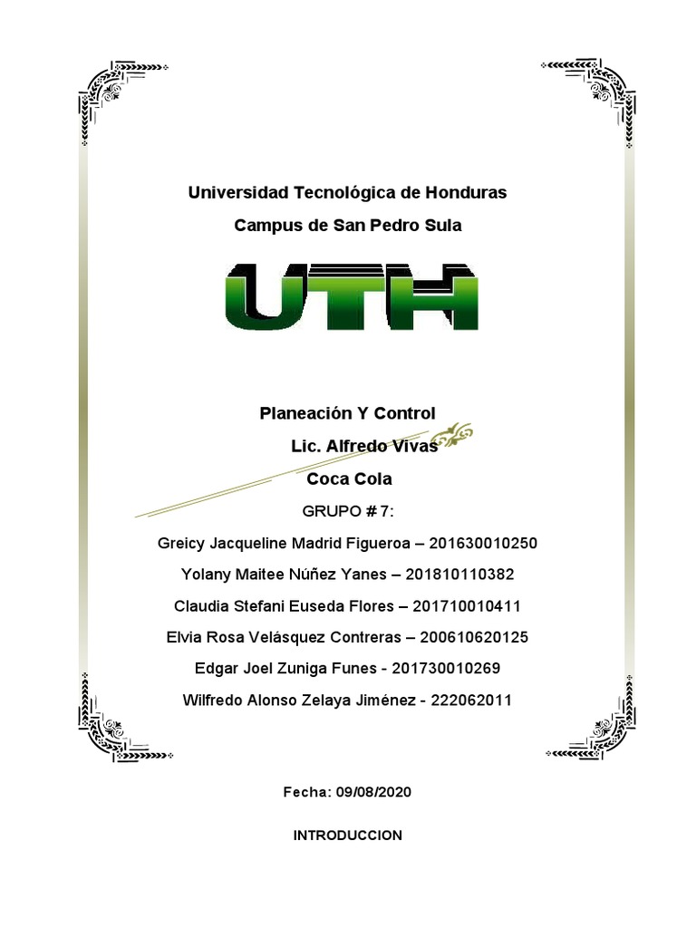 Planeacion y Control COCA COLA | PDF | Coca Cola | Calidad (comercial)