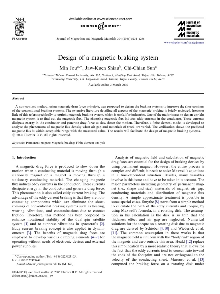 Design of A Magnetic Braking System | PDF | Temporal Rates | Electric ...
