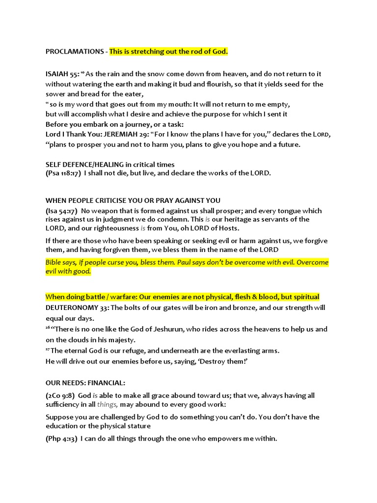 Proclamations From The Word of God | PDF | Heaven | God