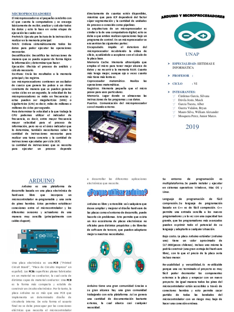 Microprocesadores Triptico | PDF | Microprocesador | Arduino