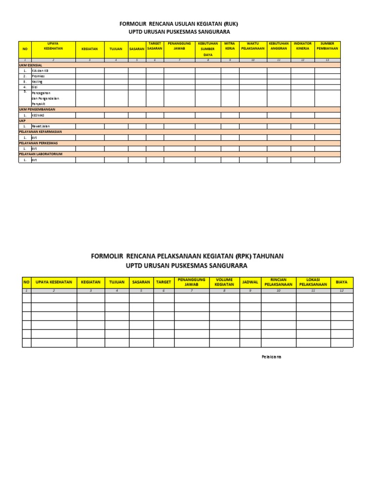 FORMAT RUK-RPK Puskesmas | PDF
