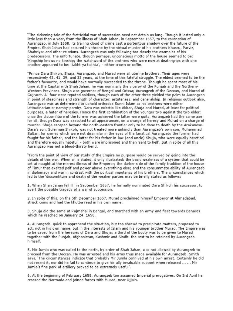 The Sickening Tale of The Fratricidal War of Succession Need Not Detain ...