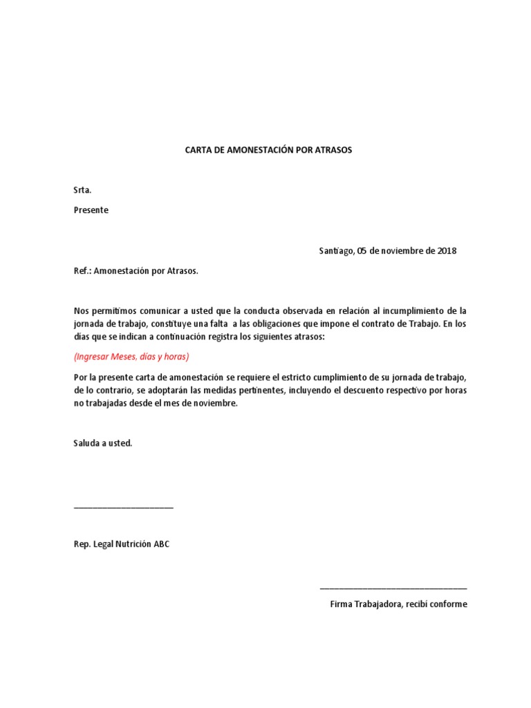 Carta de Amonestación Por Atrasos | PDF