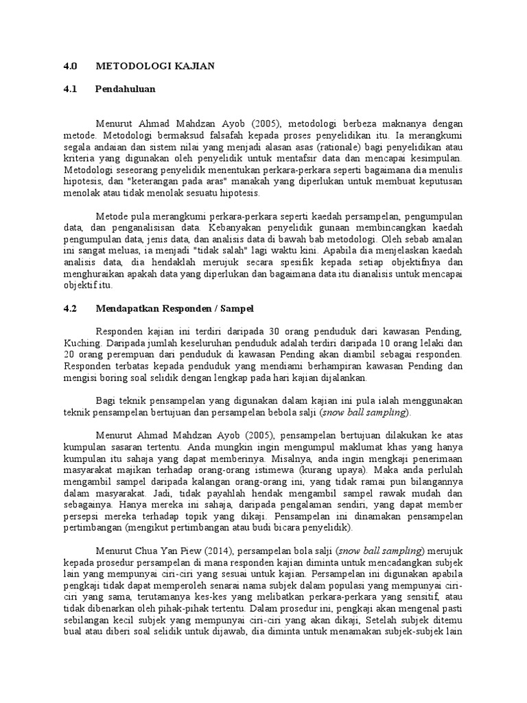 Contoh Metodologi Kajian | PDF