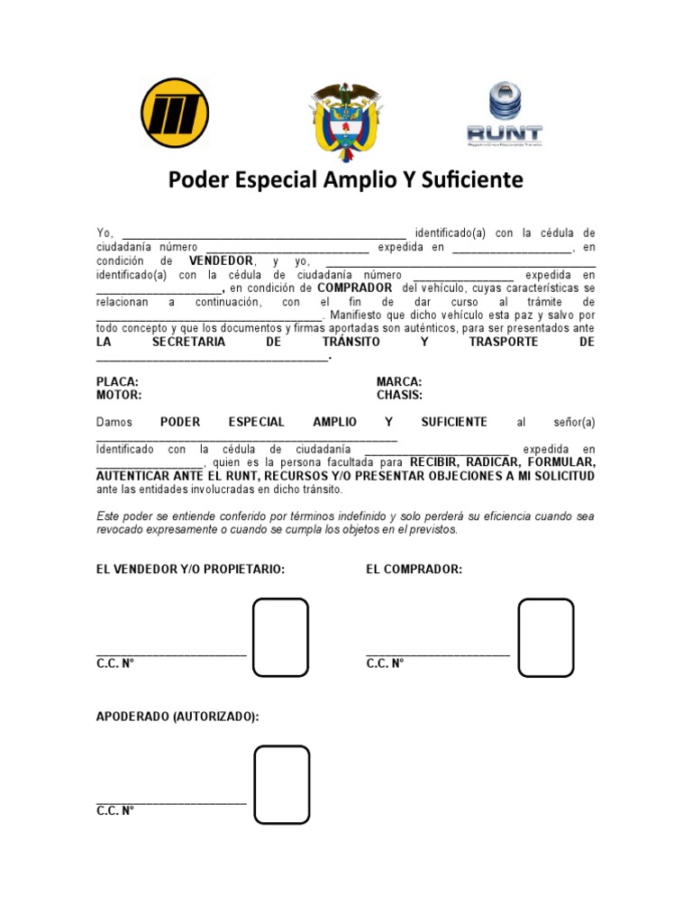 Poder Especial Amplio y Suficiente (Traspaso) | PDF | Negocios | Derecho