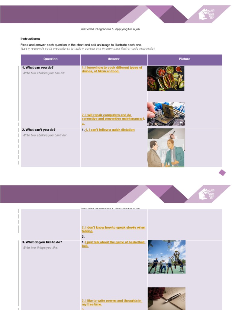 Instructions:: Read and Answer Each Question in The Chart and Add An ...