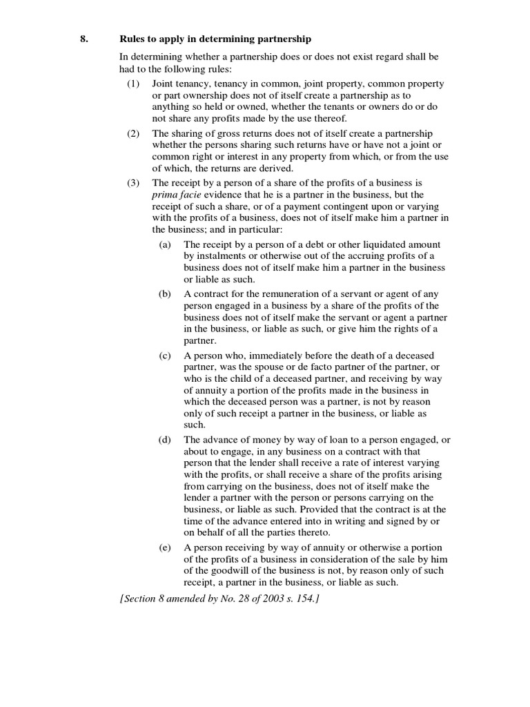 Determining Factors for Partnership Status: Rules for Assessing Joint ...