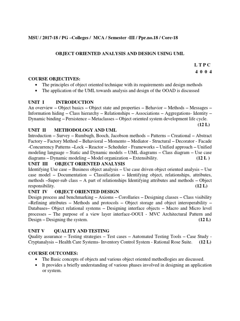 OOAD | Download Free PDF | Unified Modeling Language | Object (Computer Science)