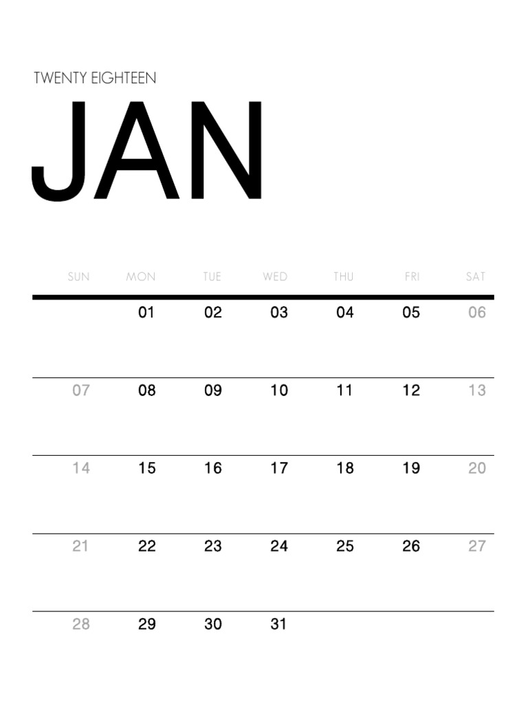 Twenty Eighteen: SUN MON TUE WED THU FRI SAT | PDF