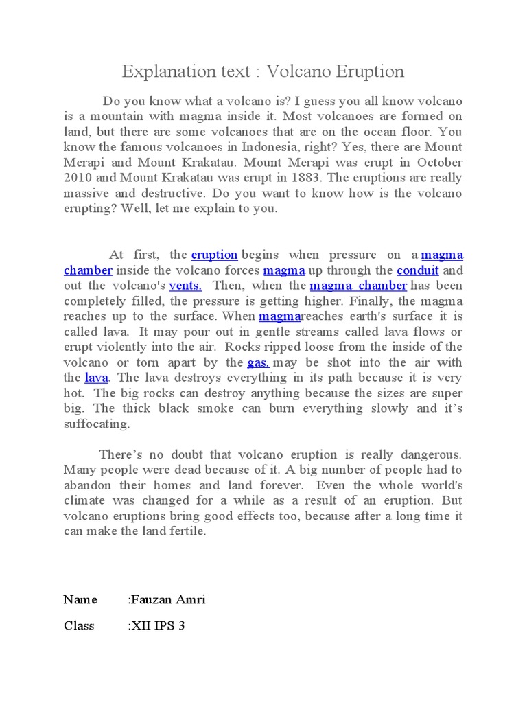 Explanation Text: Volcano Eruption: Eruption Magma Chamber Magma ...