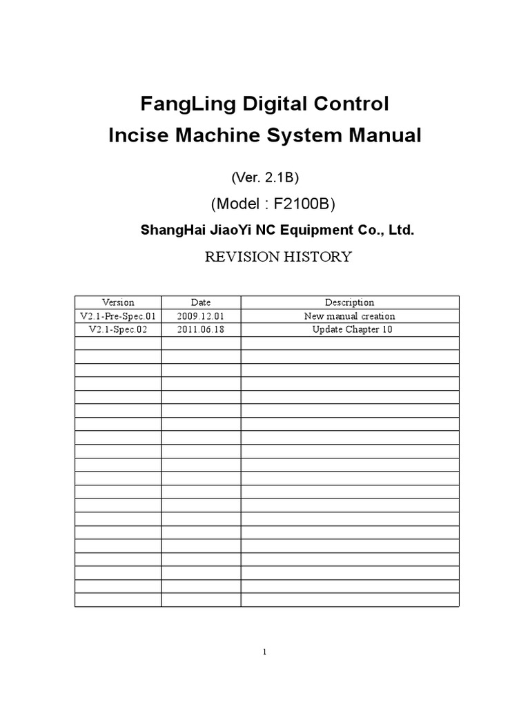 Fangling Digital Control Incise Machine System Manual: (Model: F2100B) | PDF | Parameter ...