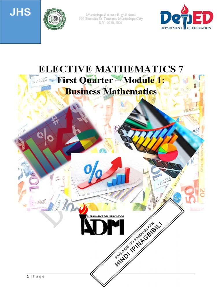 Elective Mathematics 7: First Quarter - Module 1: Business Mathematics | PDF | Percentage ...