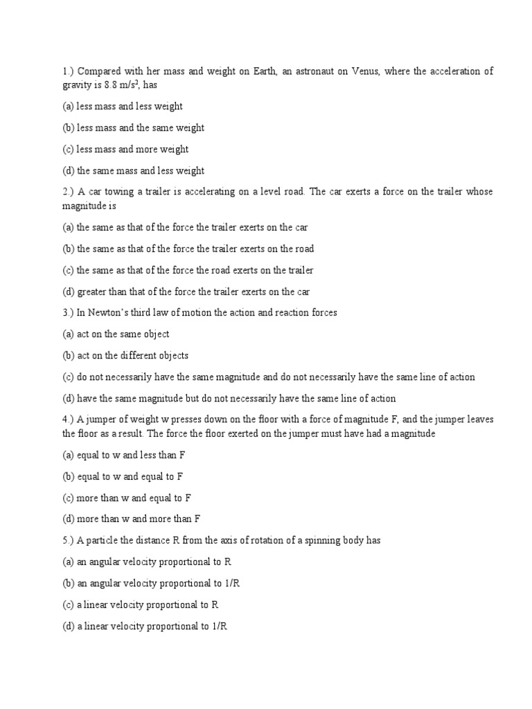 Physics Pdf Weight Force