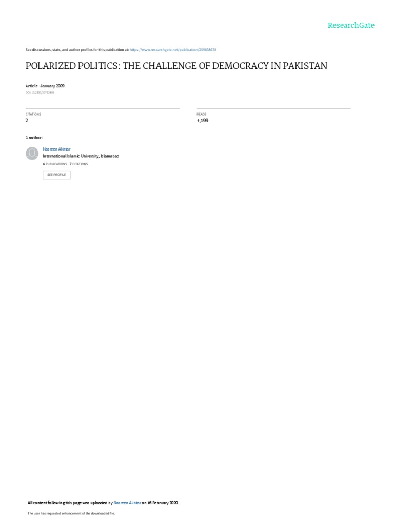 Polarized Politics: The Challenge of Democracy in Pakistan: January ...