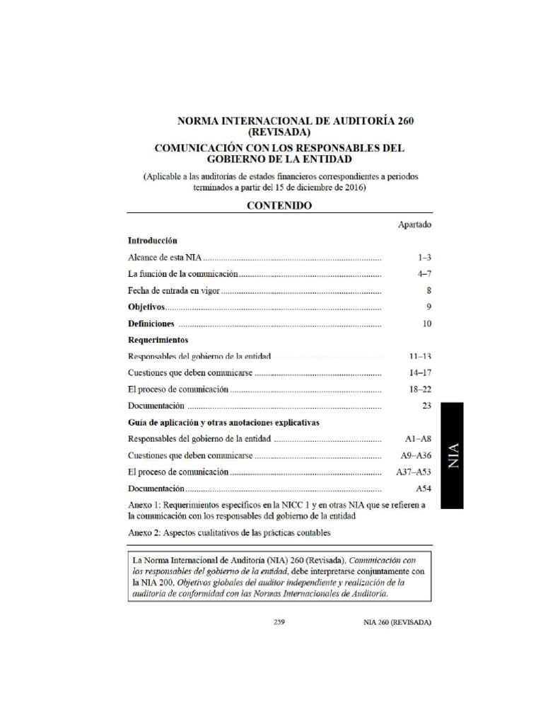 Nia 260 Actualizada | PDF