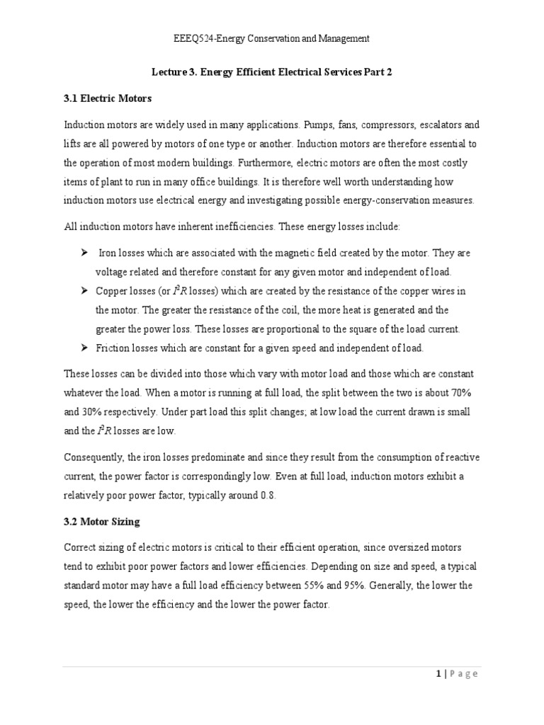 Lecture 3 Energy Efficient Electrical Services Part 2 3 1 Electric